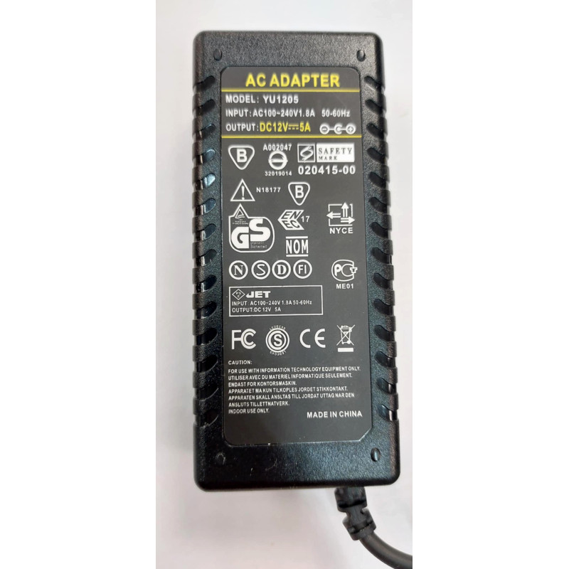 Alimentation 12V 5A, Transformateur AC 100V-240V à DC 12 Volt 60W avec ...